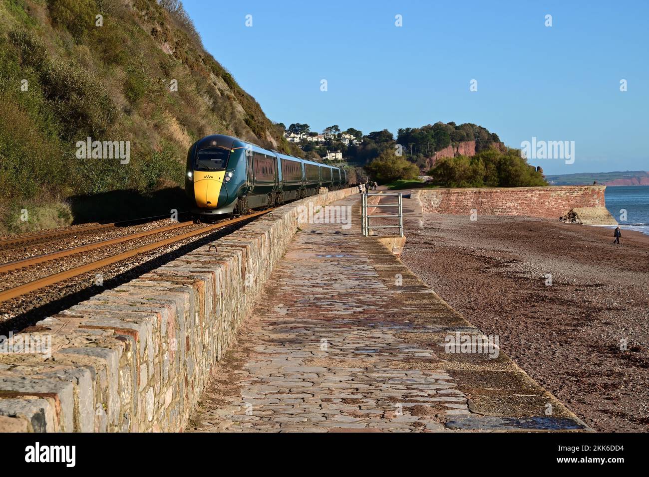 GWR Intercity Express Train passing Sprey Point at Teignmouth, South ...