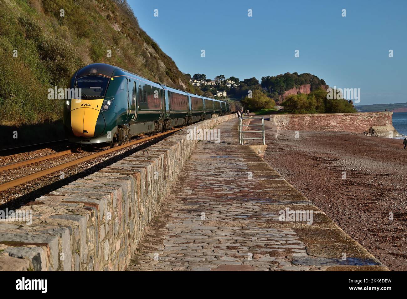 GWR Intercity Express Train passing Sprey Point at Teignmouth, South ...