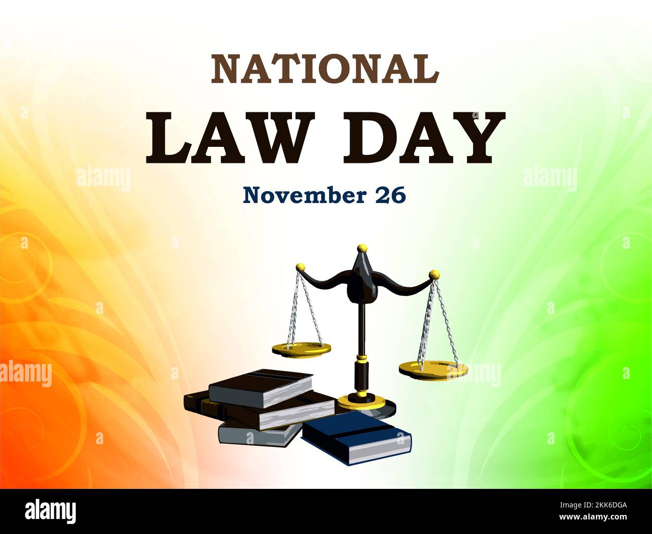 Indian National Law Day graphic shows balanced scales of justice atop ...