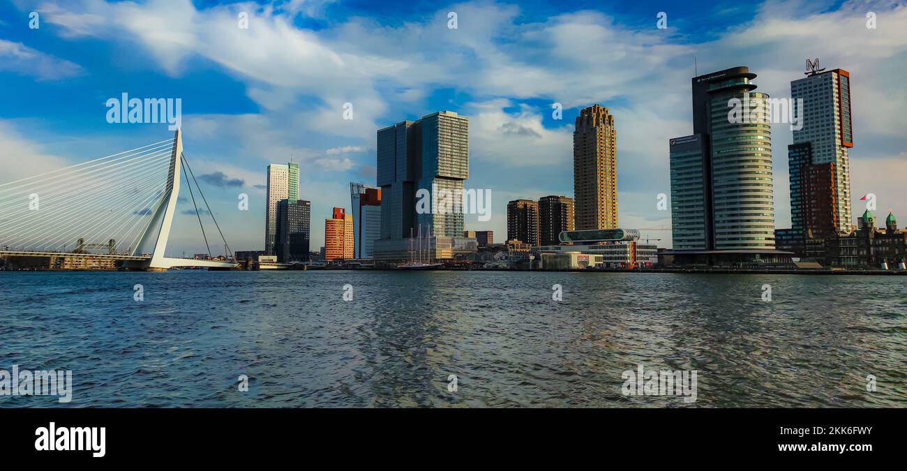 A view over the river Maas and over the Erasmus bridge from the west ...