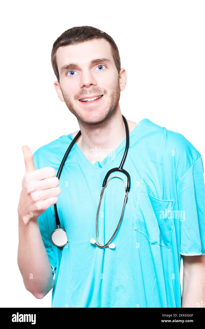 Isolated Portrait Of A Male Surgeon Giving The Thumbs Up In A Display ...