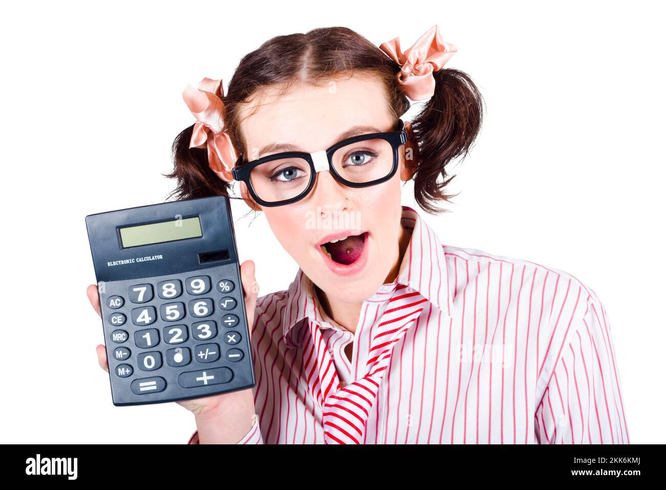 Nerd girl with calculator hi-res stock photography and images - Alamy