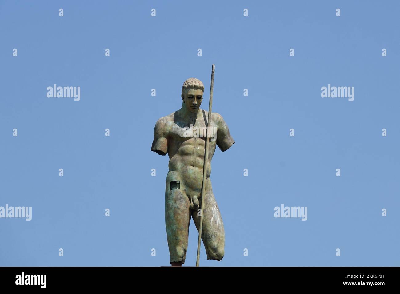 Daedalus statue by Igor Mitoraj overlooking the archeollogical site of ...