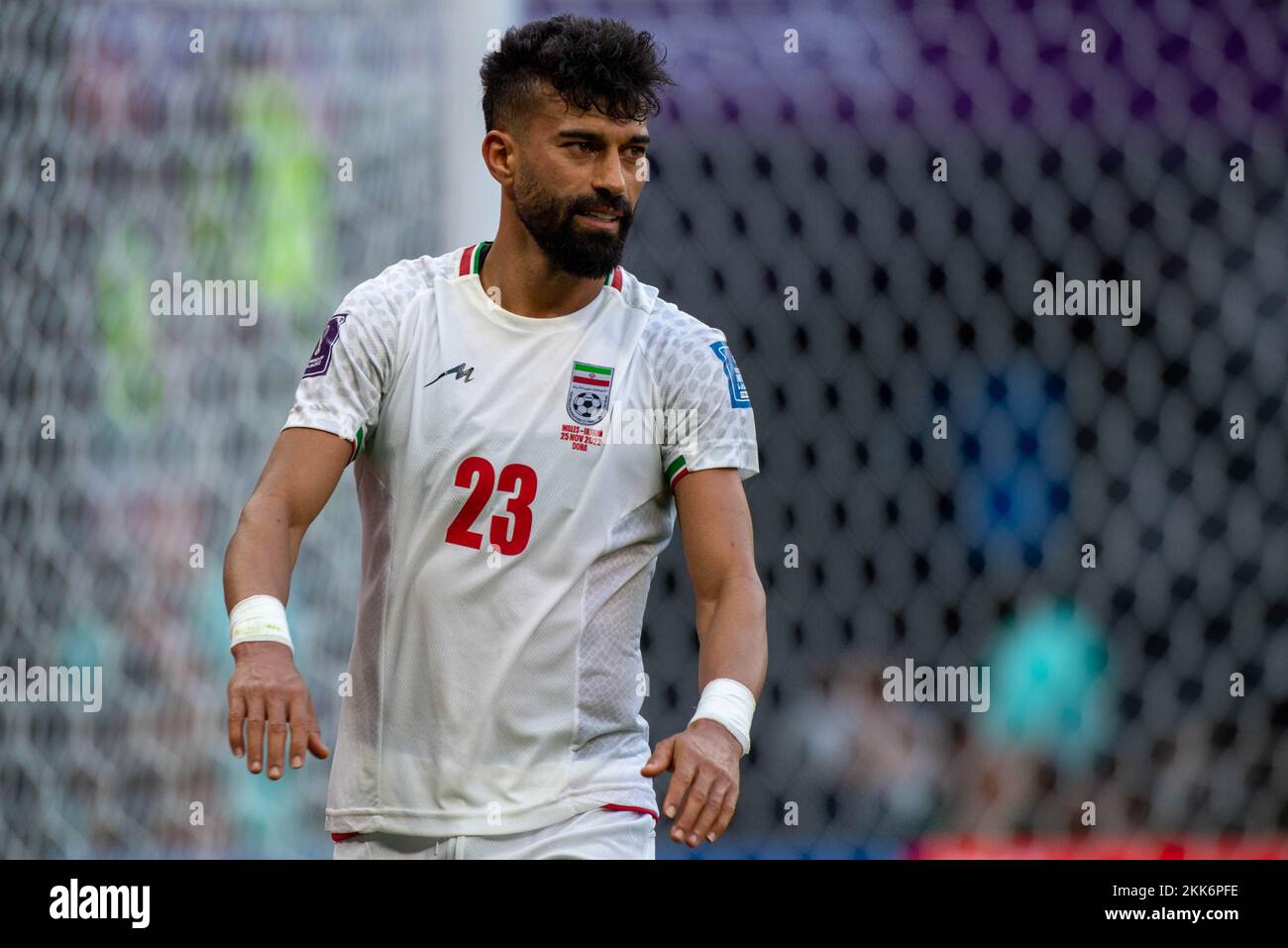 Qatar. 25th Nov, 2022. Ramin REZAEIAN of Iran celebrates during the ...