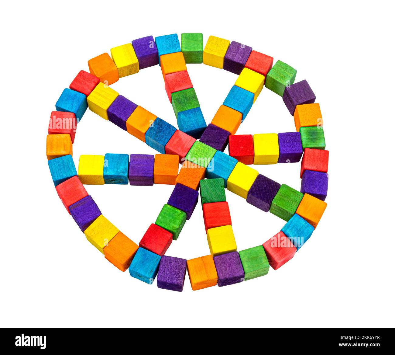 Colors of creativity. Mosaic of colored wooden blocks isolated on white ...