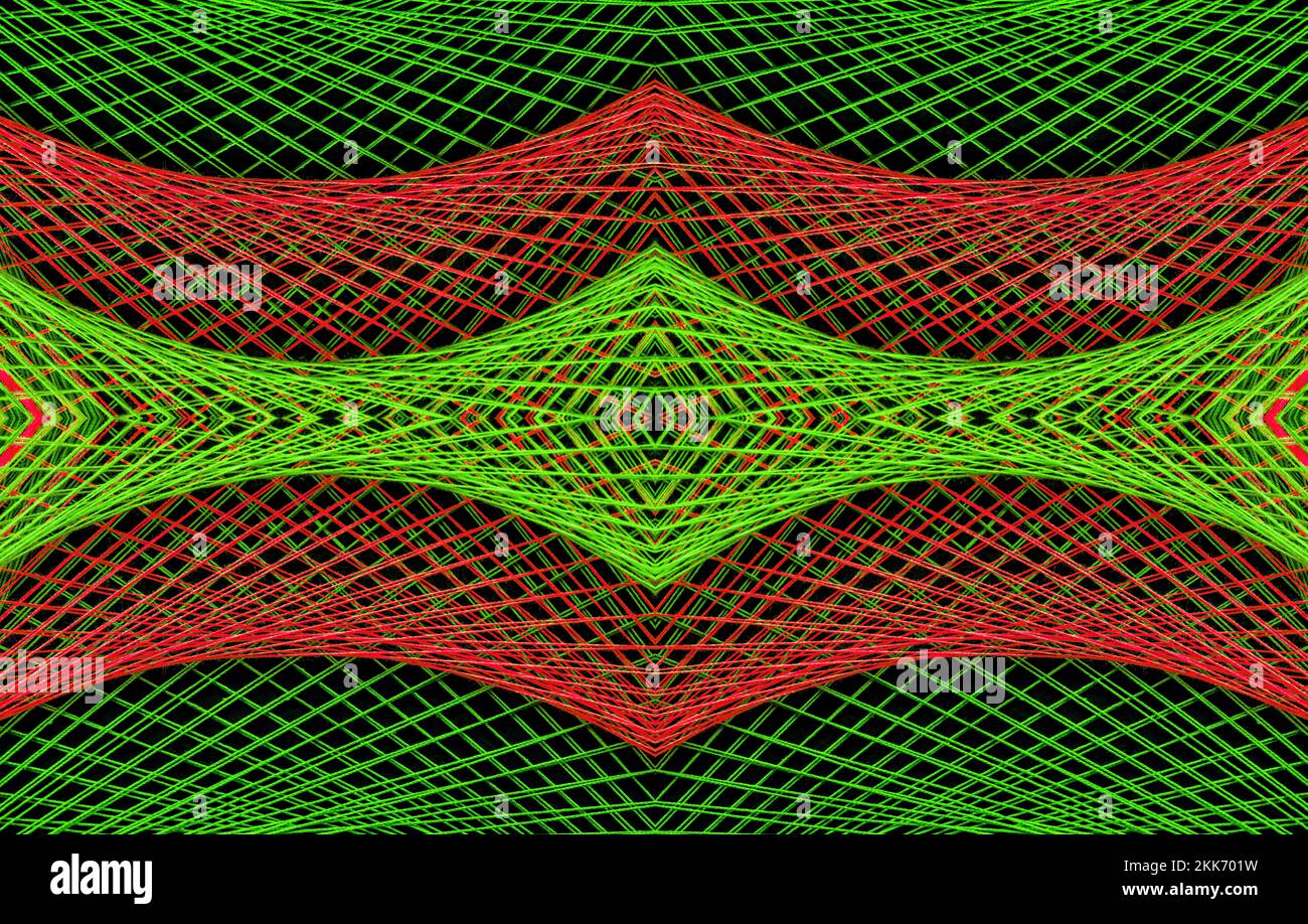 color string art abstract pattern on black background Stock Photo - Alamy