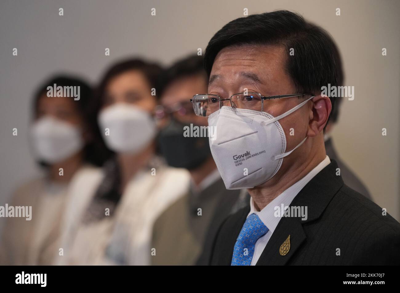 Chief Executive John Lee Ka-chiu meets the press with Hong Kong ...