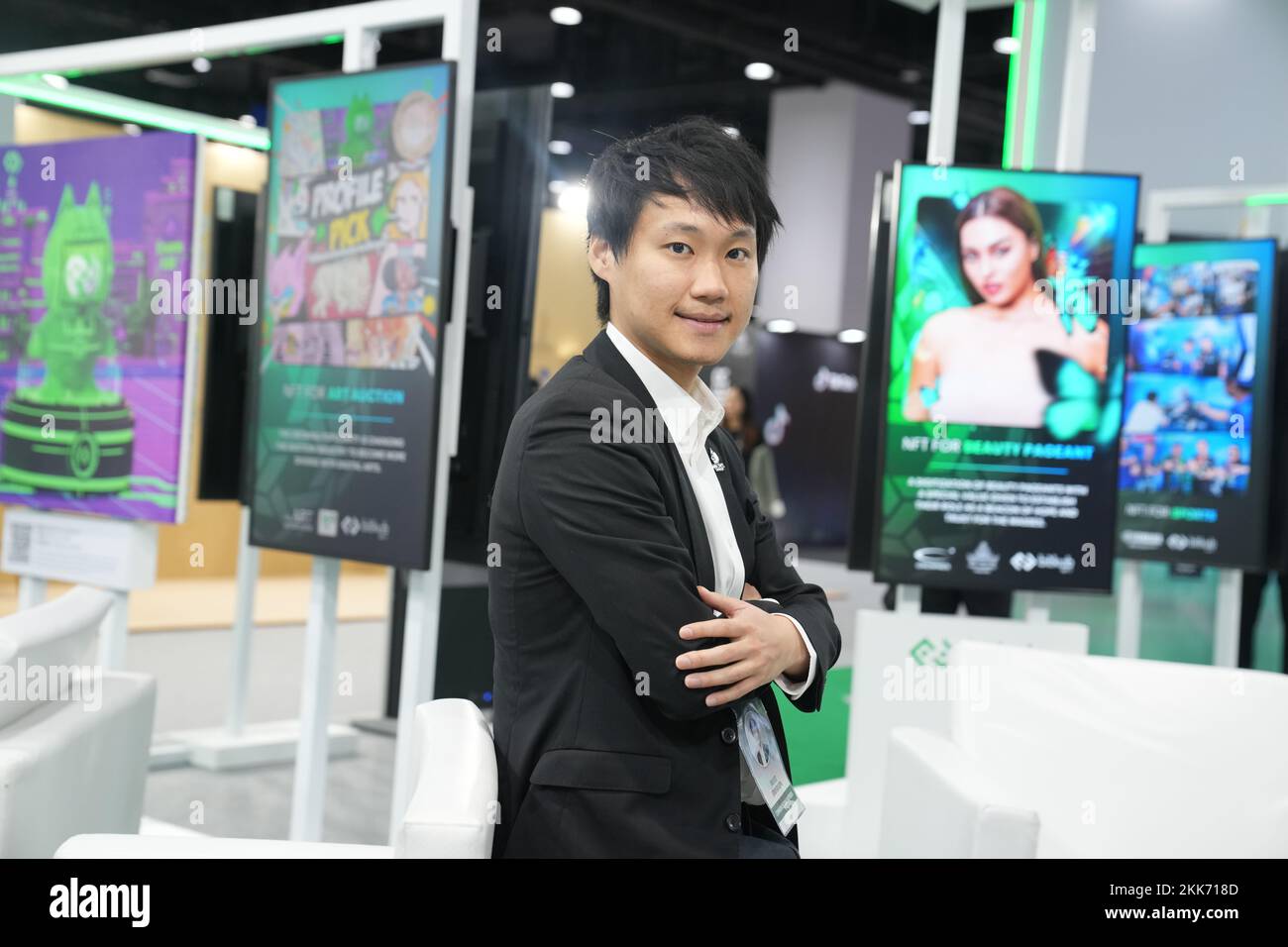 Jirayut Srupsrisopa, Founder and Group CEO of Bitkub Capital Group Holdings, poses for pictures ...