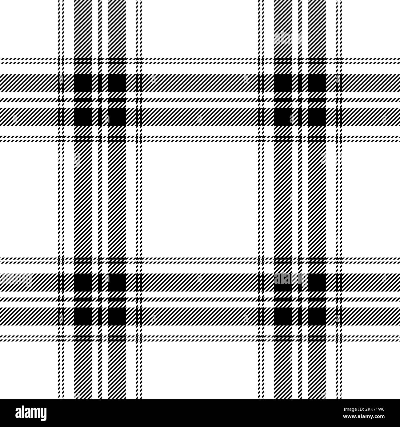 Plaid seamless pattern in black and white. Check fabric texture. Vector ...