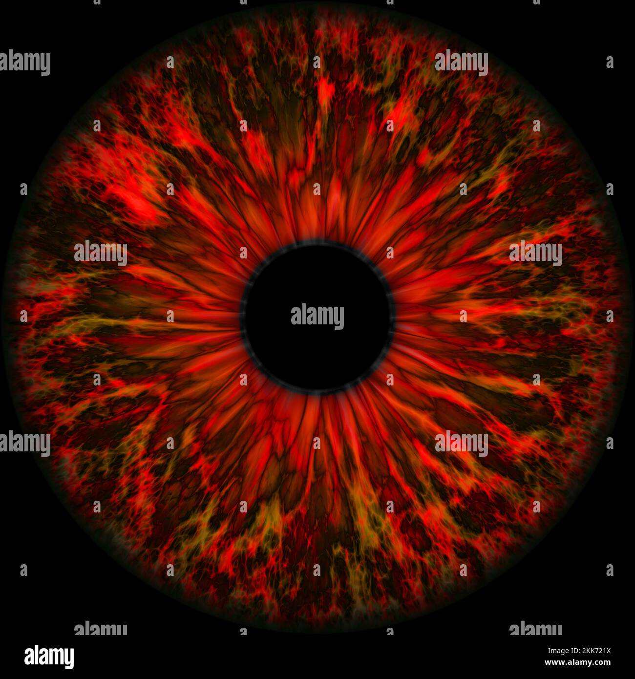 Illustration of a red human iris texture. Digital artwork creative ...