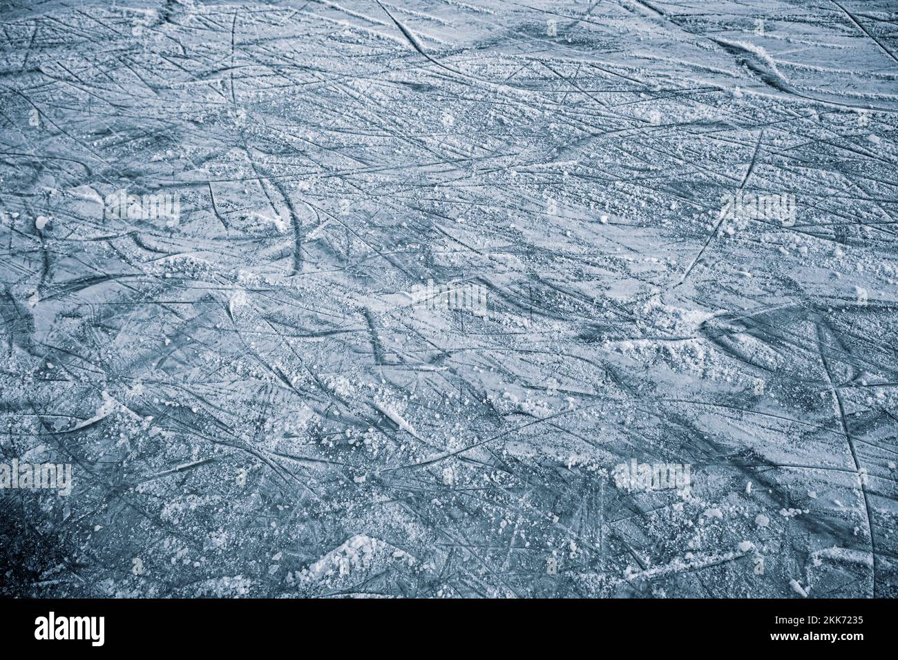 Ice In Skate Scratches, Close View Stock Photo - Alamy