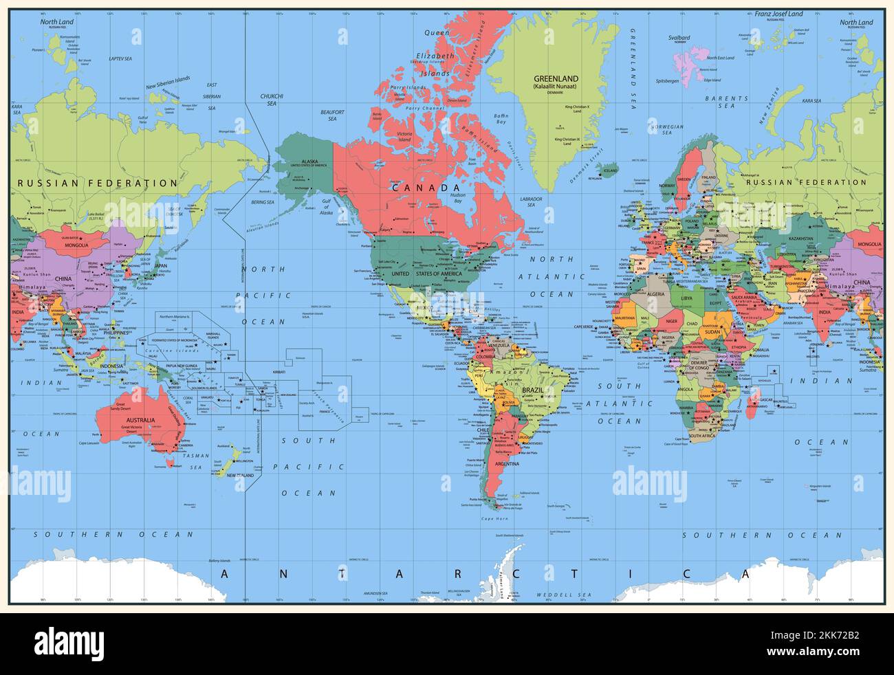 Usa detailed political map Stock Vector Images - Alamy