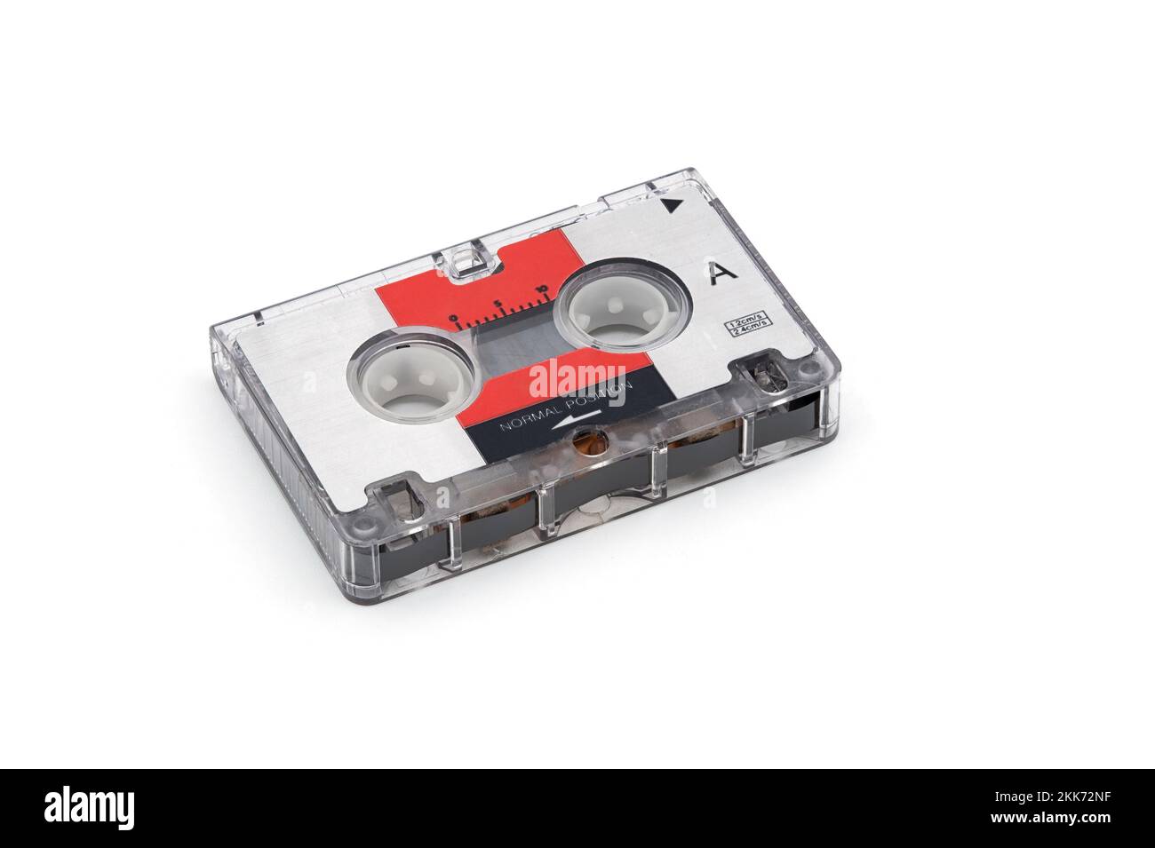 Microcassette for voice recorder or answering machine isolated on white ...