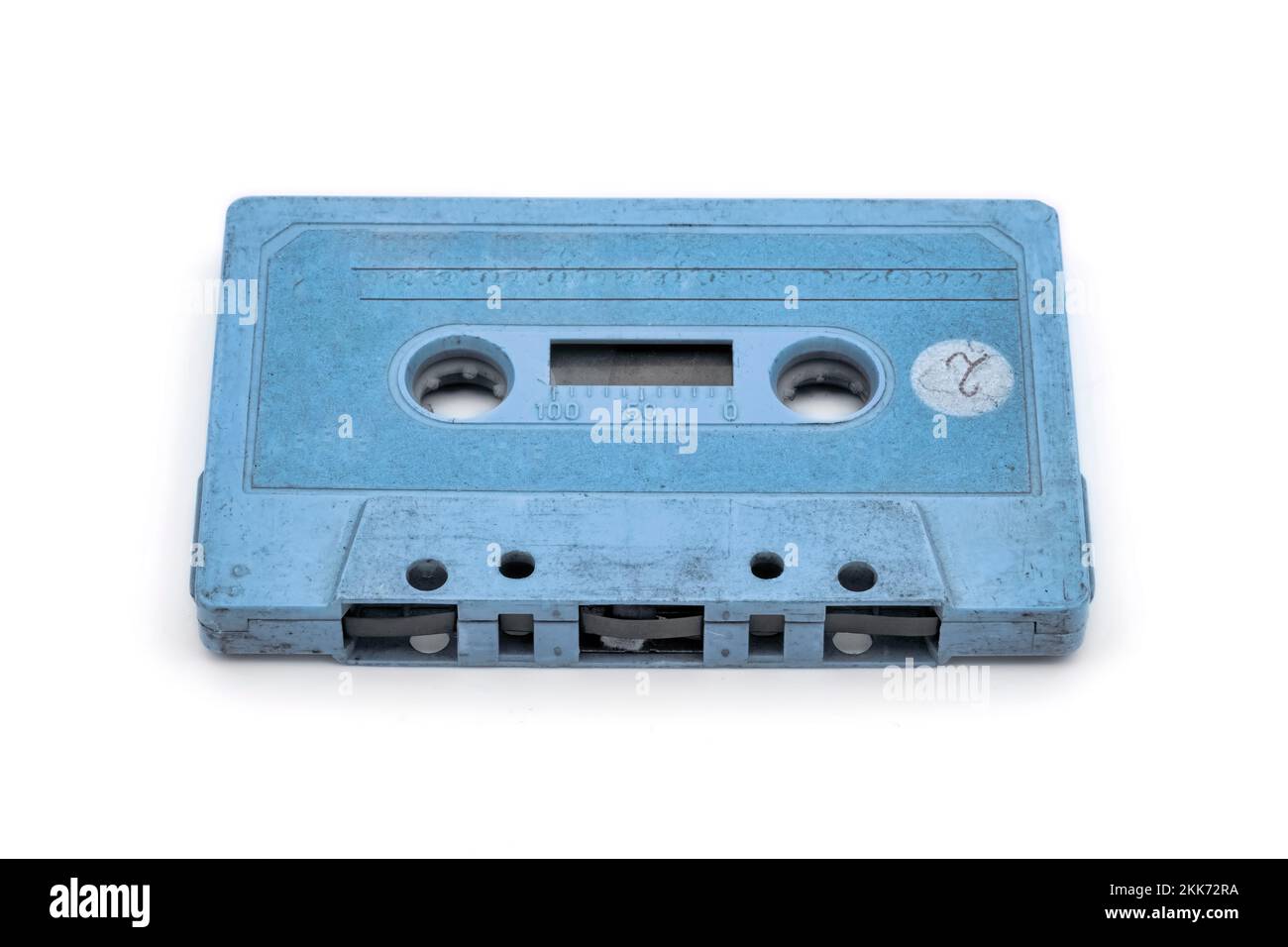 old blue audio cassette tape isolated on white Stock Photo - Alamy