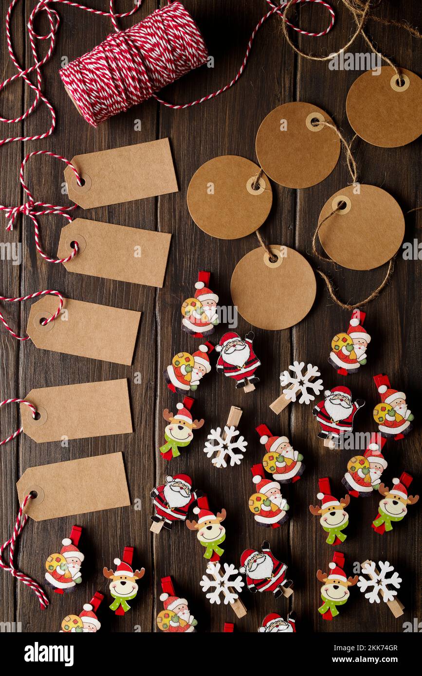 Christmas decorations: clothespins with Santa Claus, and snowflake ...