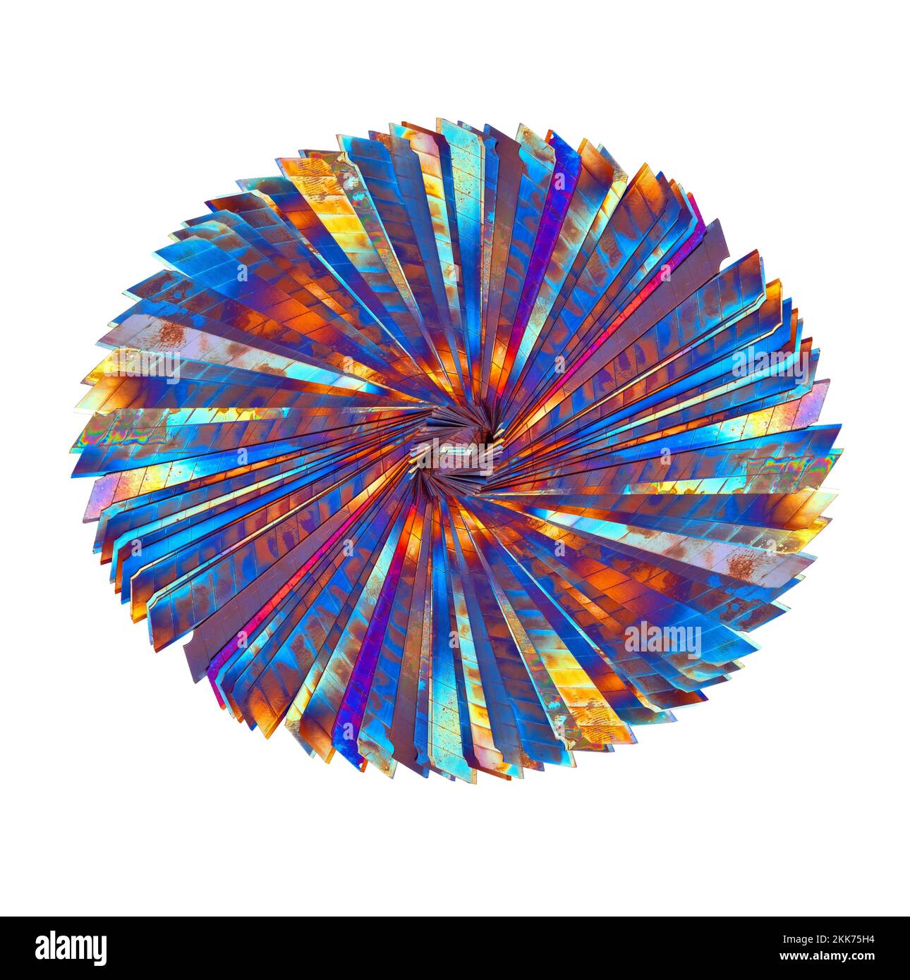 utility knife blades, heated in the fire arranged in the form of the ...