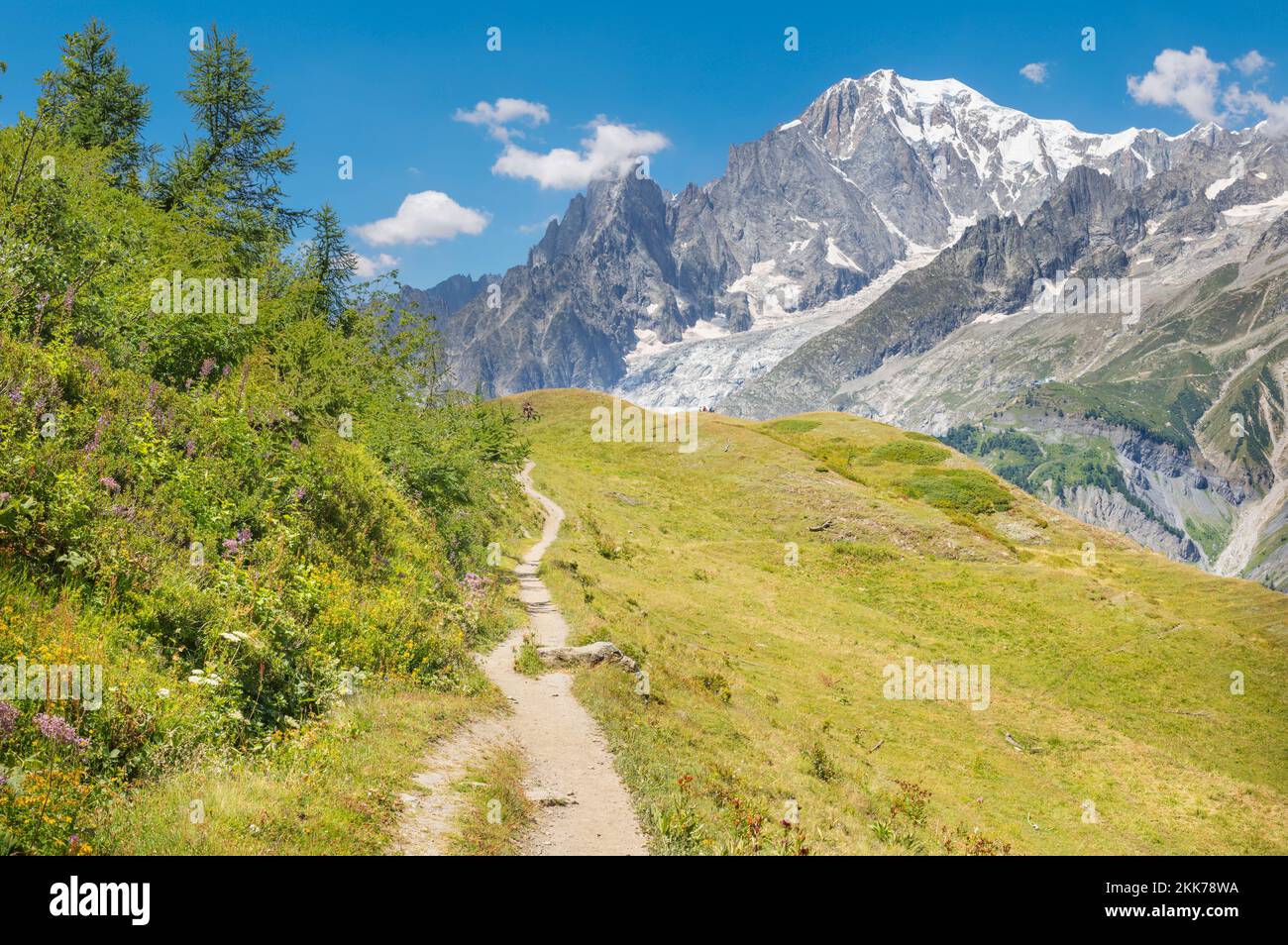 The Mont Blanc massif from Val Ferret valley in Italy Stock Photo - Alamy