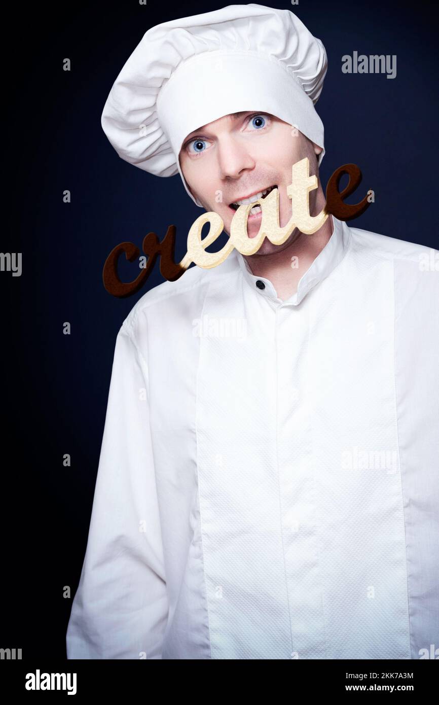 Dessert Chief Eating The Word Create Covered In Chocolate In A ...