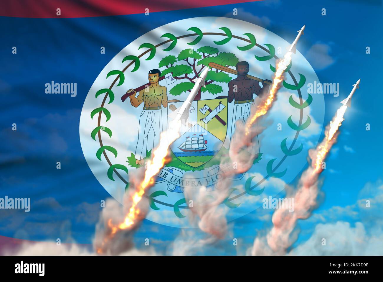 Modern strategic rocket forces concept on blue sky background, Belize ...