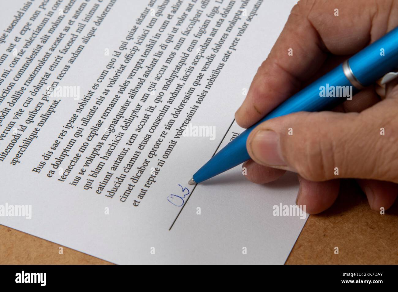 printed document signature showing a hand and ballpoint pen Stock Photo ...