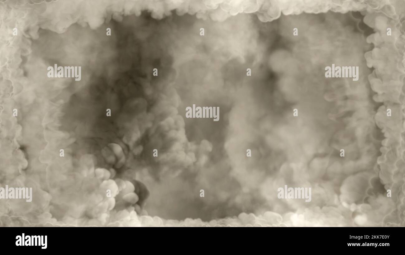 White smoke square content frame like tunnel in clouds - abstract 3D ...