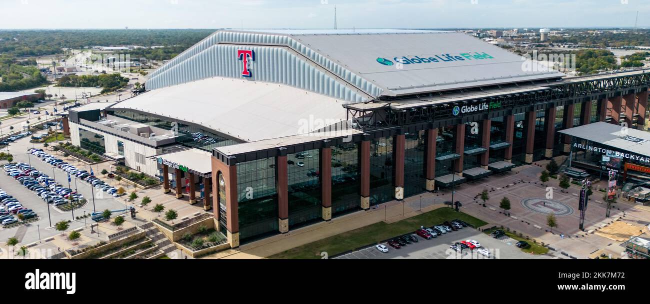 Globe Life Field in Arlington - home of the Texas Rangers - aerial view ...