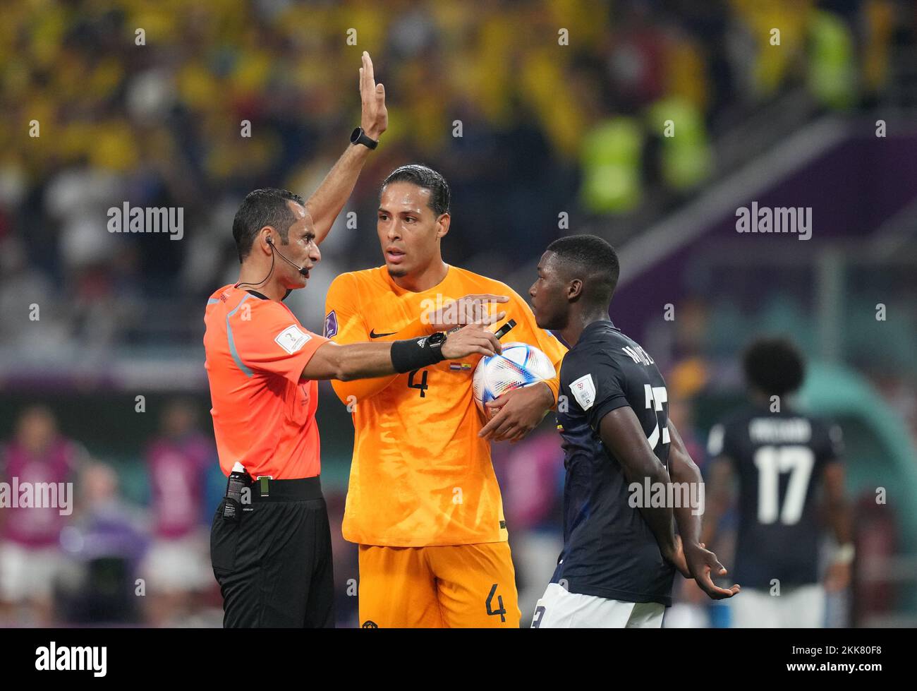 Doha, Qatar. 25th Nov, 2022. Virgil van Dijk (C) of the Netherlands ...