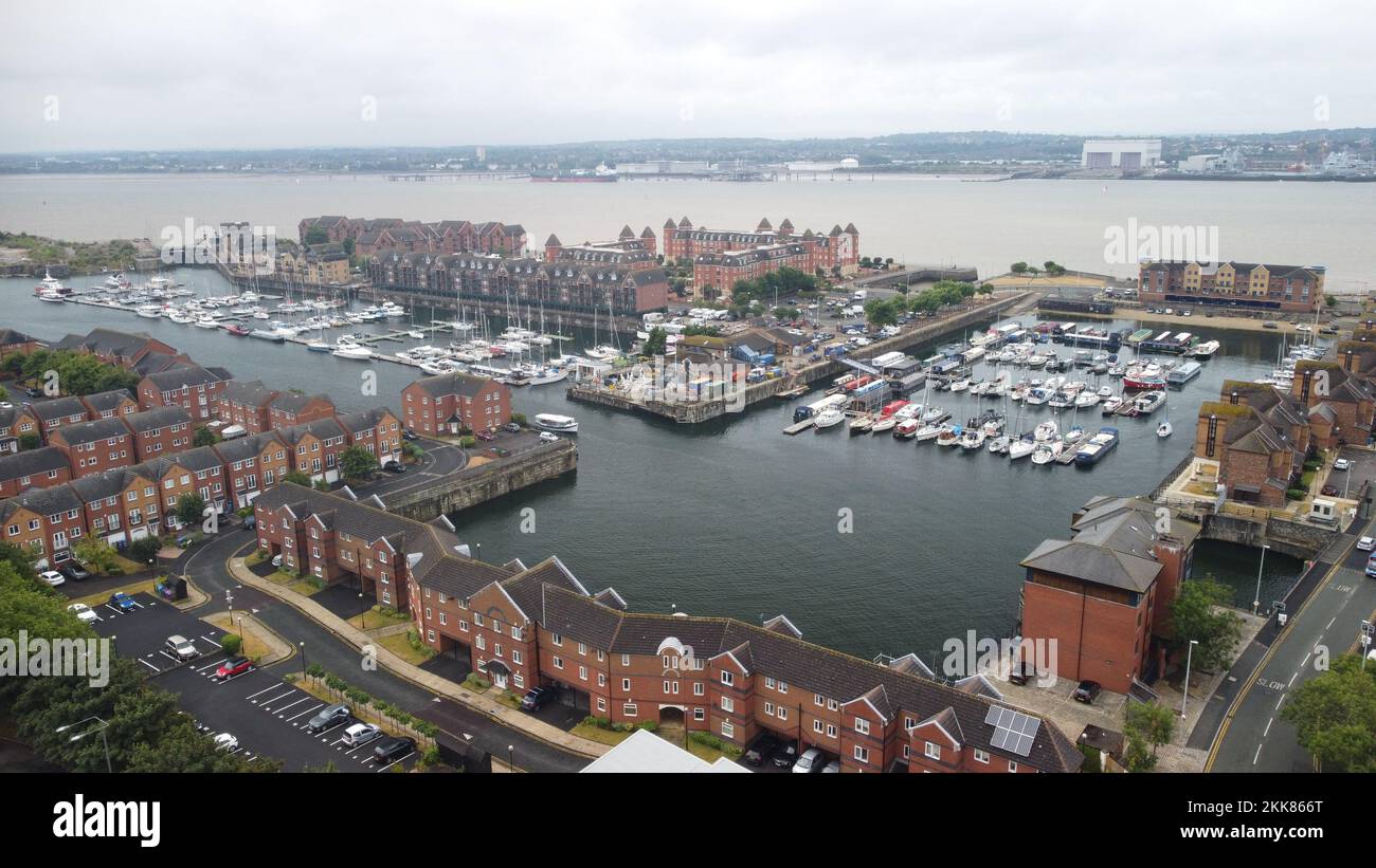 An aerial view of Liverpool Marina, Liverpool, UK Stock Photo - Alamy