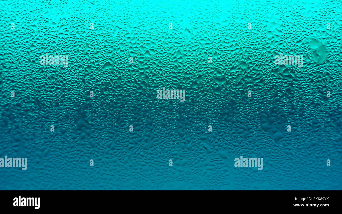 Texture of Water Droplets on Chilled Drink Glass in Gradient Turquoise ...