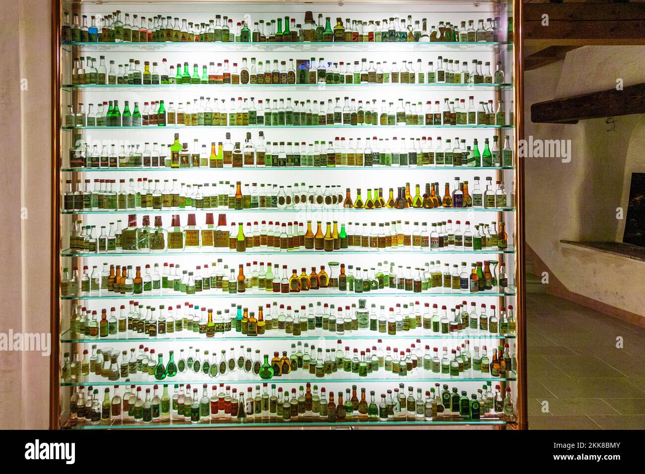 Bassano del Grappa, Italy - August 3, 2009: old Grappa bottles in a ...