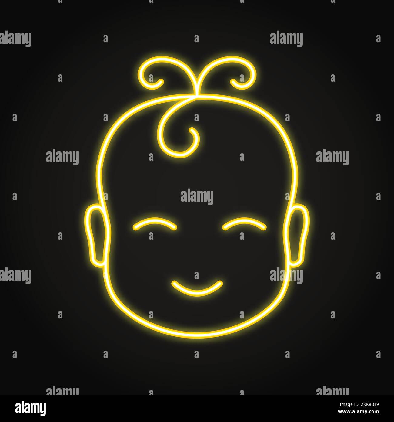 Child face neon icon in line style. Kid, toddler symbol. Vector ...