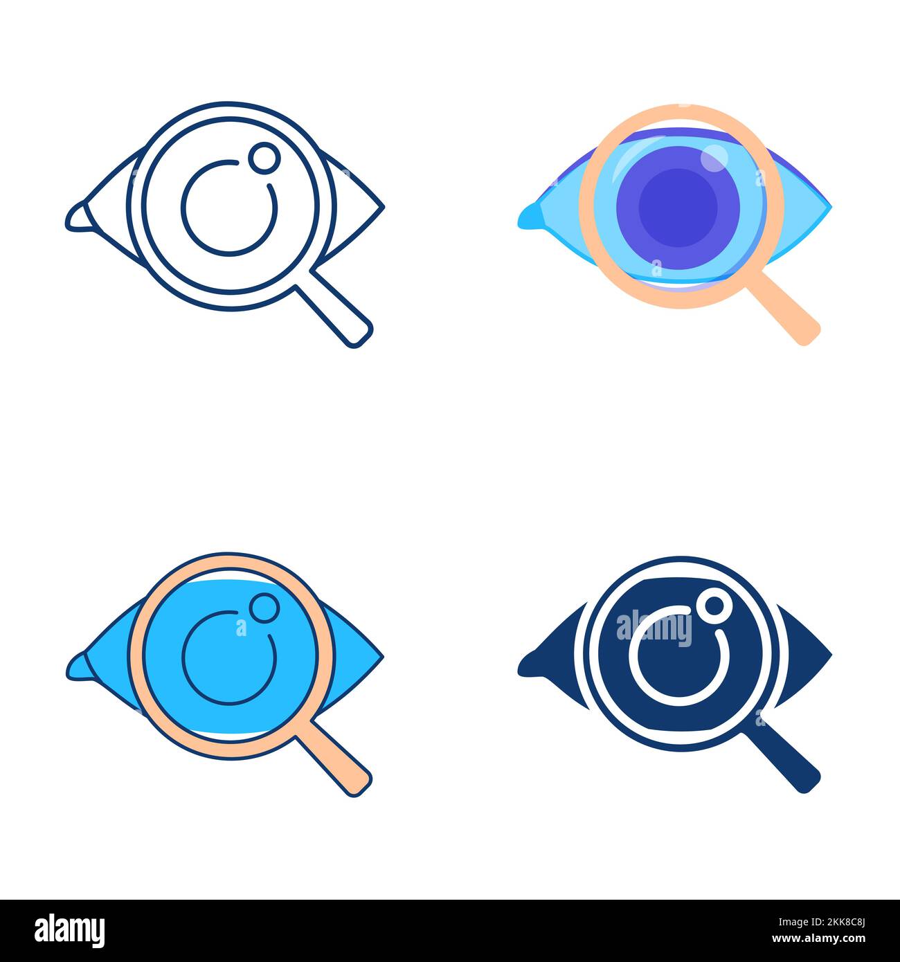 Ophthalmology icon set in flat and line style. Eye check up symbol ...