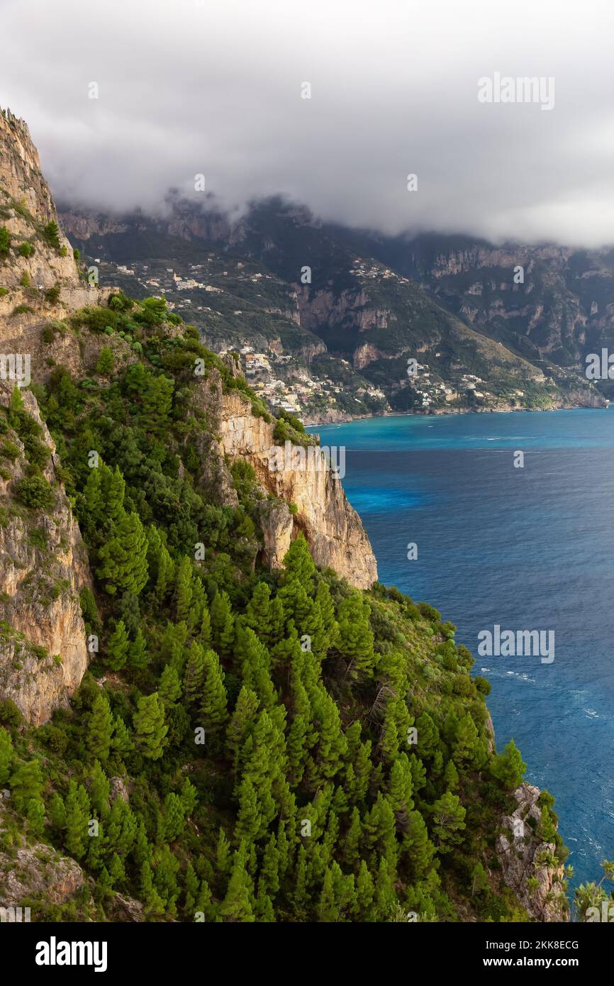 Rocky Cliffs and Mountain Landscape by the Tyrrhenian Sea. Amalfi Coast ...