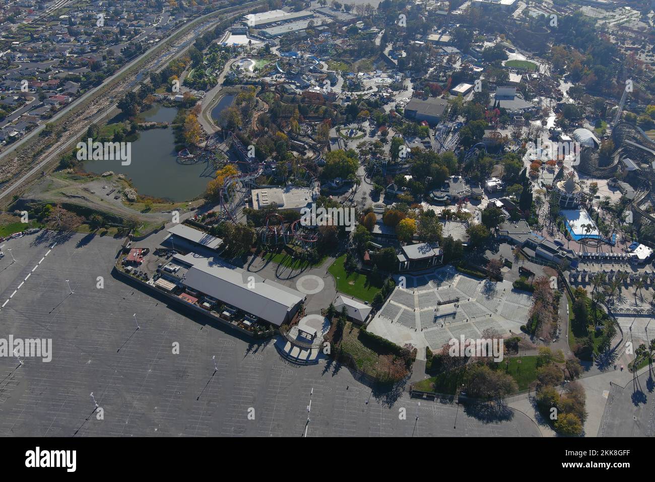 A general overall aerial view of California's Great America amusement ...