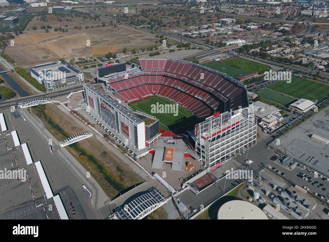 A general overall aerial view of Levi's Stadium (foreground) and the ...