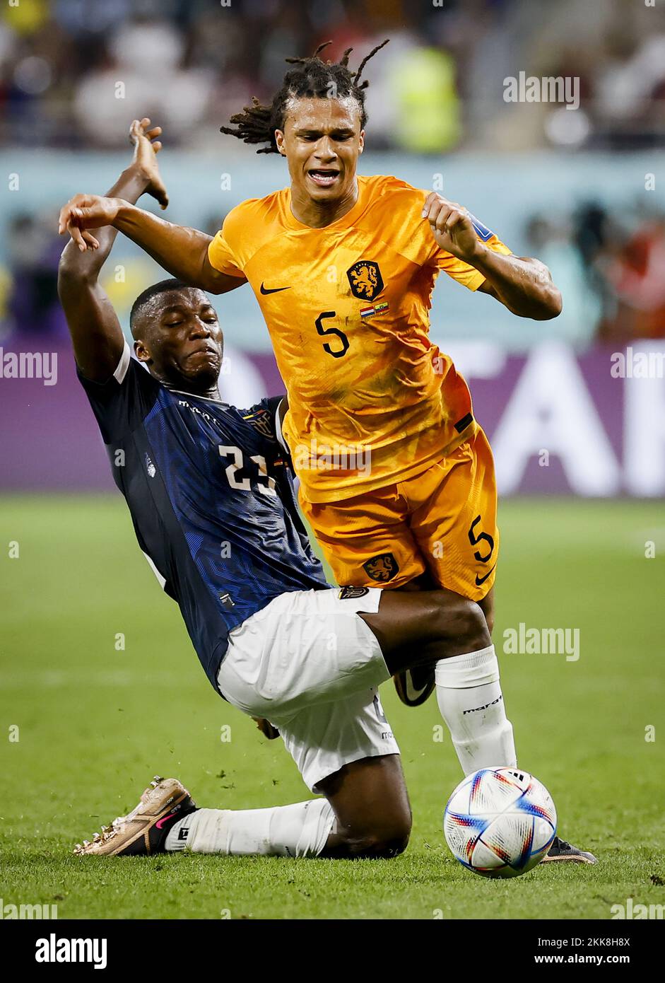 AL-RAYYAN - (LR) Moises Caicedo of Ecuador and Nathan Ake of Holland ...