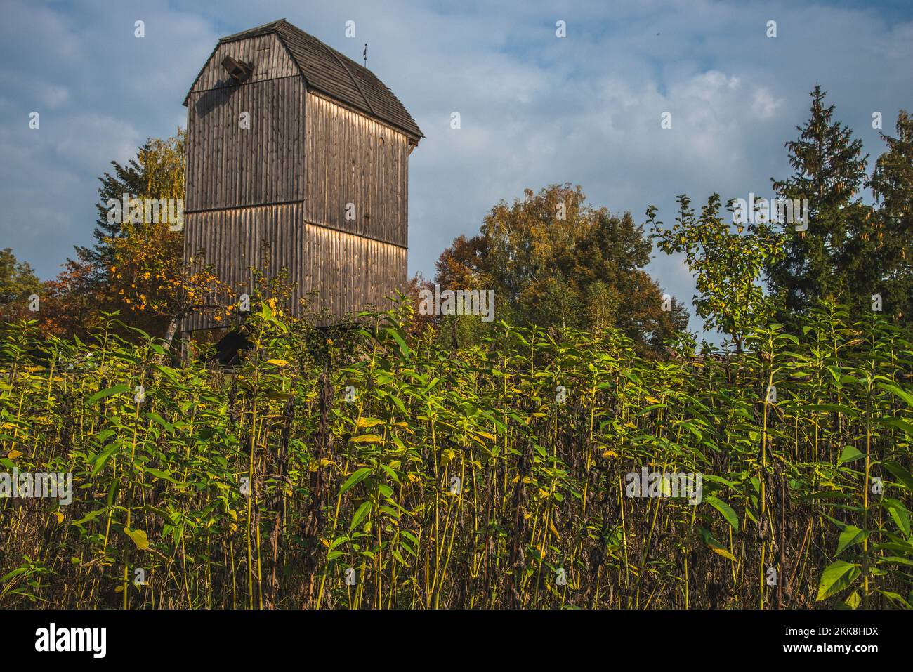 Alone windmill without wings in cloudy day Stock Photo - Alamy