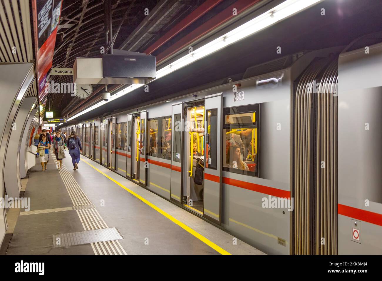 Vienna, Austria - April 24, 2015: People hurry in Metro station in ...