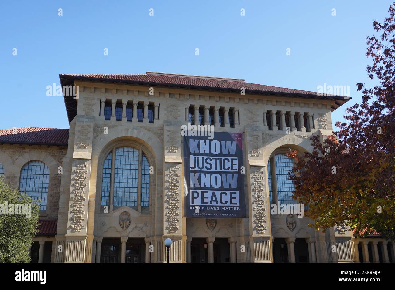 Black lives matter banner at green library at stanford university hi ...