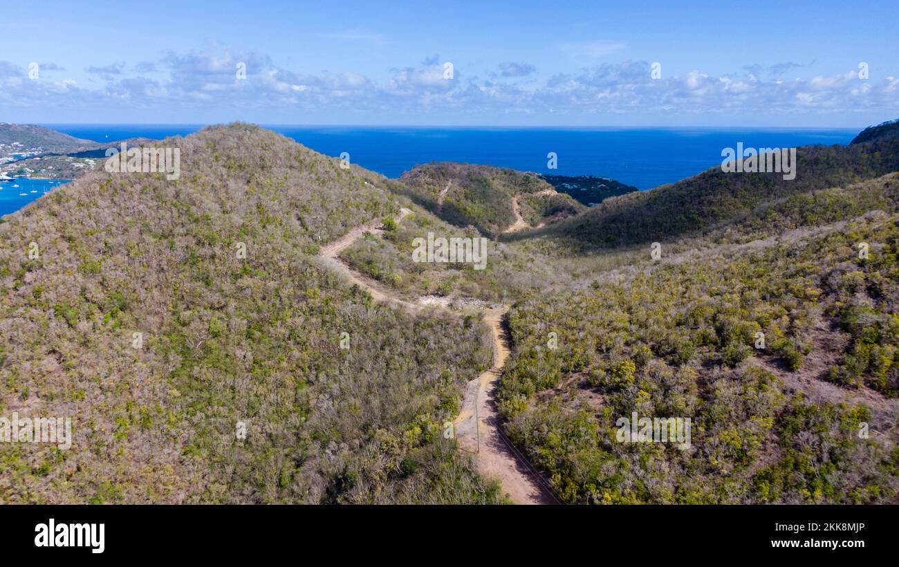 Mesmerizing scene on island with blue ocean bay and English harbor in ...