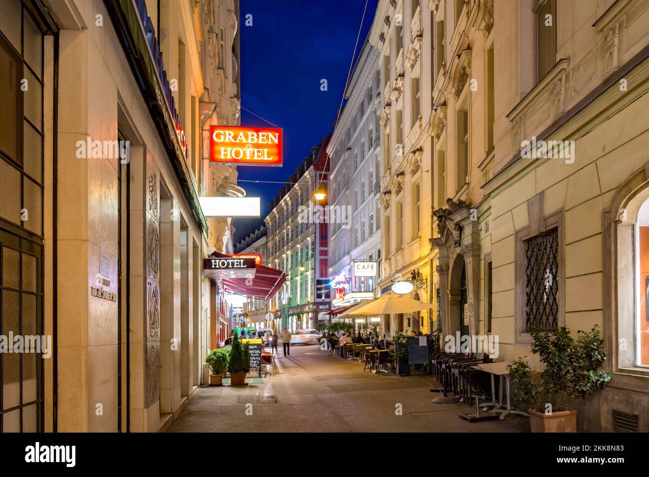 VIENNA, AUSTRIA - APR 26, 2015: People visit Graben in Vienna. Graben ...