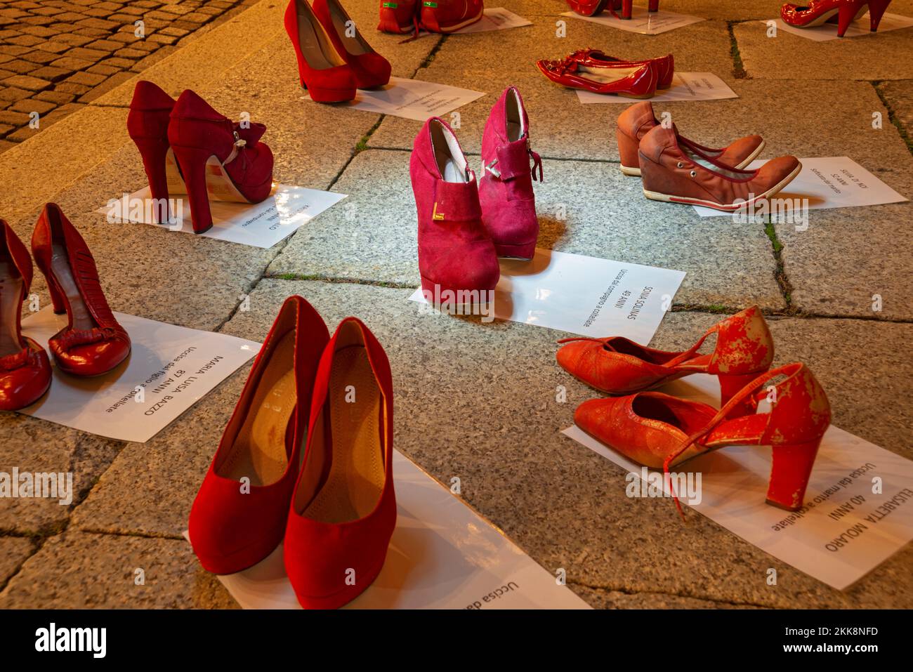 Italy, Lombardy, Exposed Red Shoes Along the Street Symbolized ...