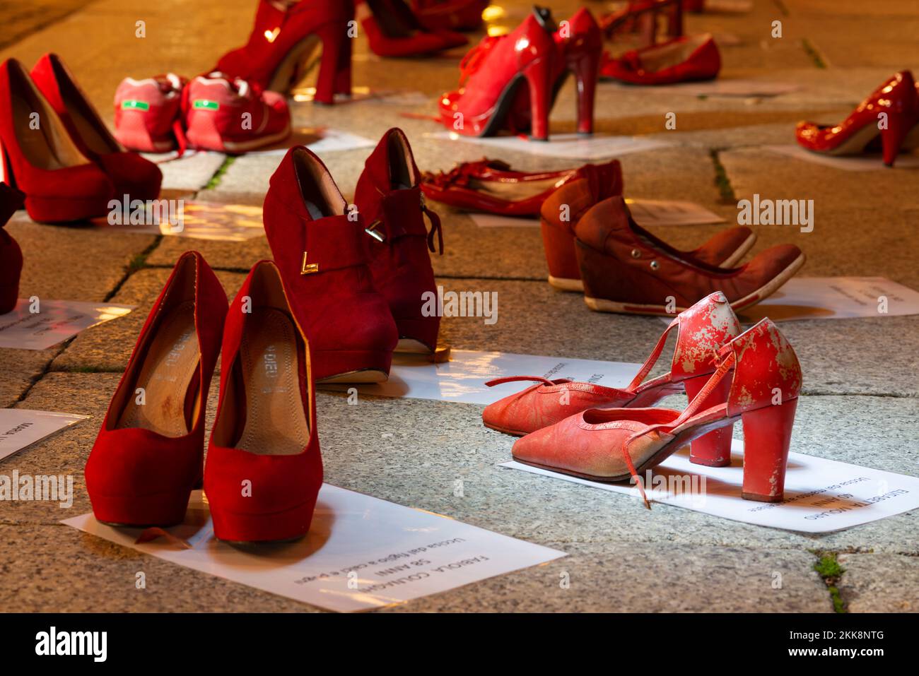 Italy, Lombardy, Exposed Red Shoes Along the Street Symbolized ...