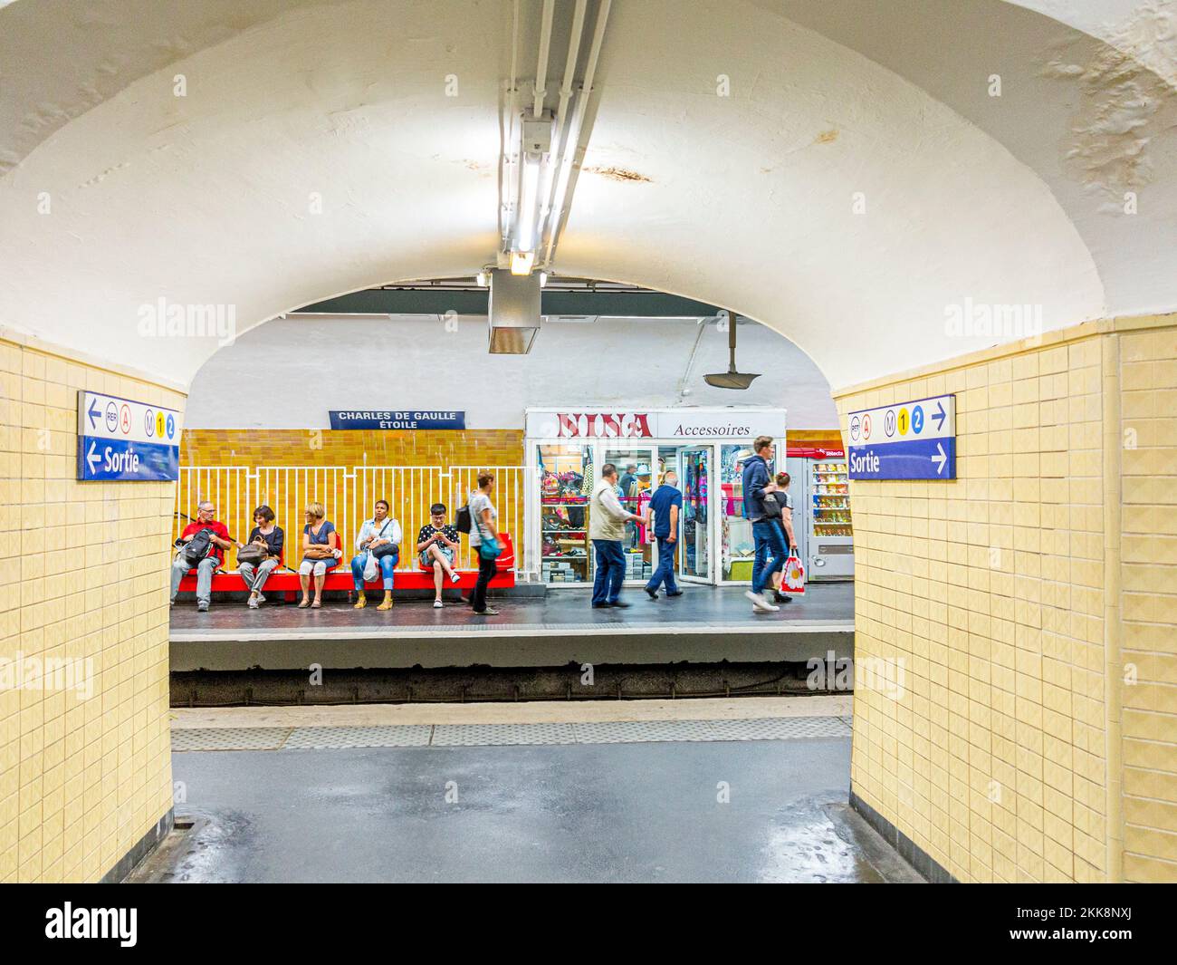 Paris, France - June 12, 2015: Paris metro underground Charles de ...