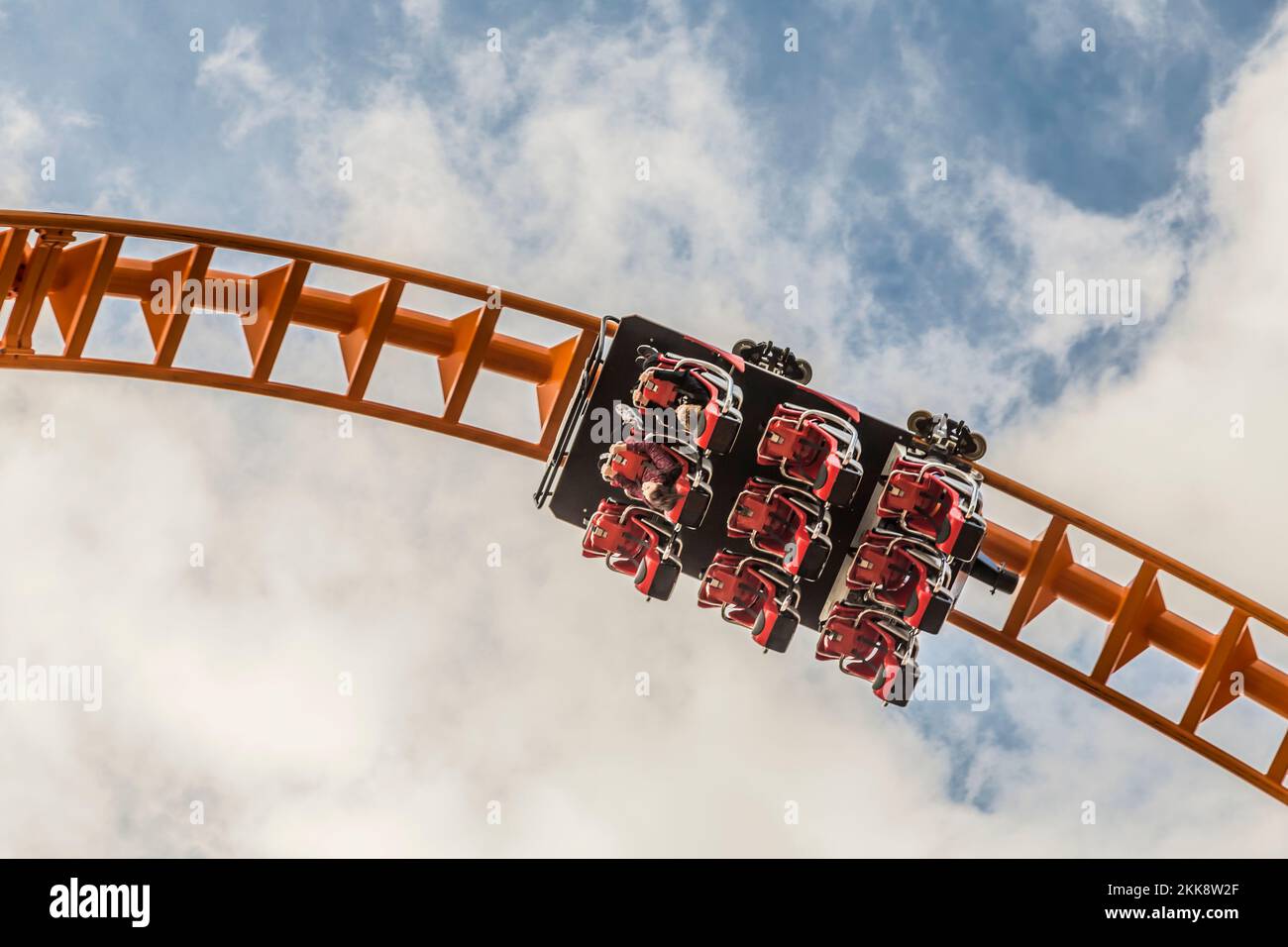 Coney Island, USA - October 25, 2015: people enjoy riding the roller ...