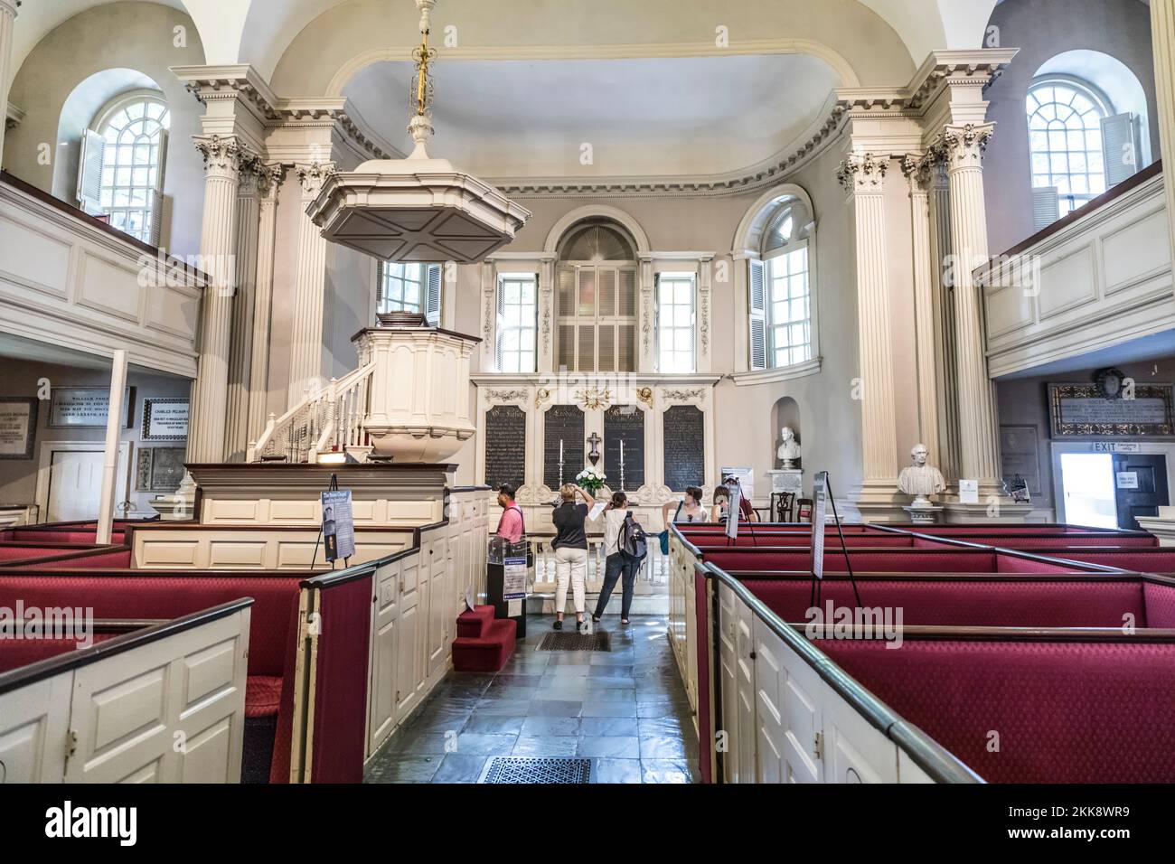 Boston, USA - September 2017: people visit the Bostons King's Chapel ...