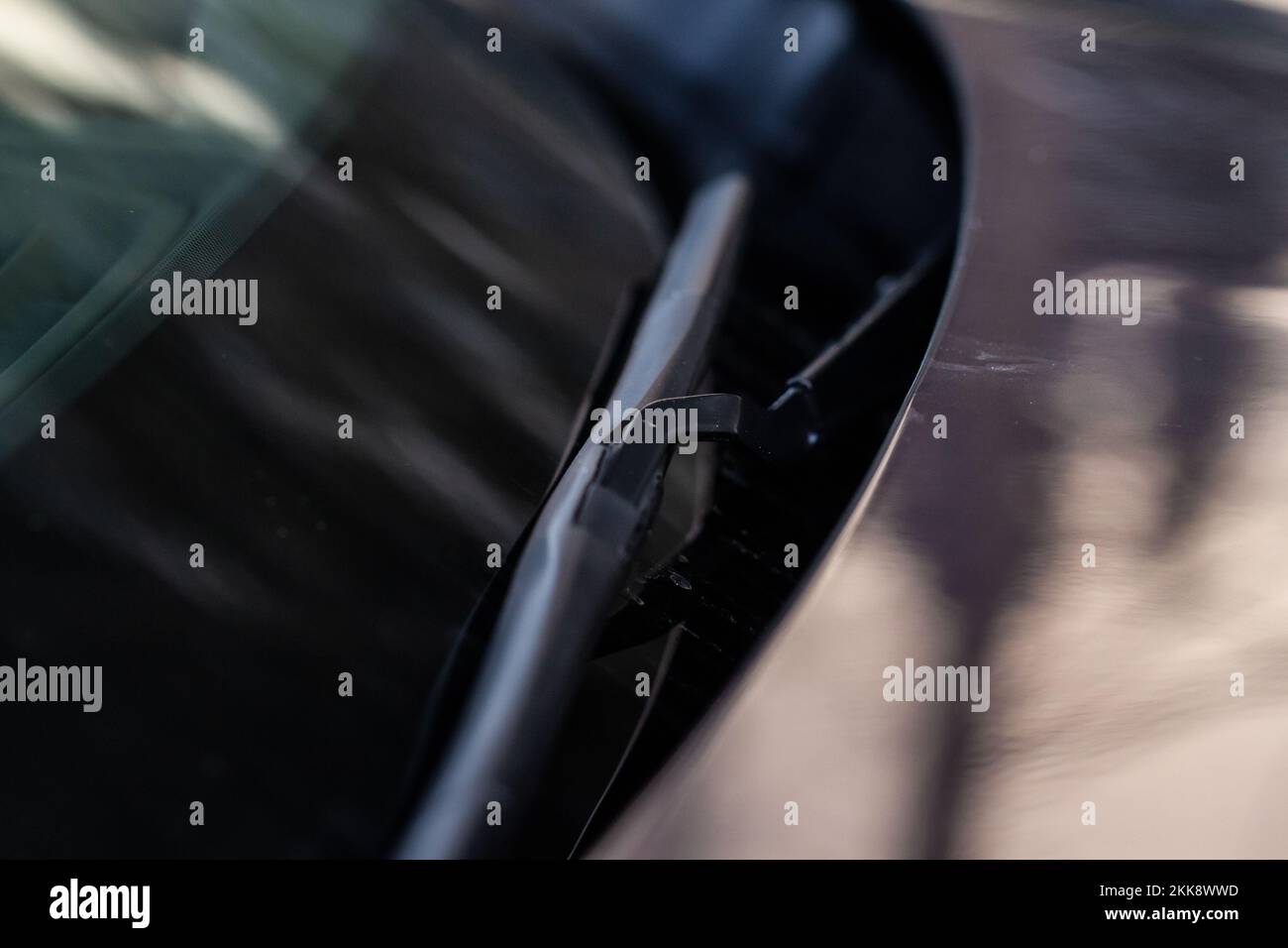 Car windwhield wiper close up. Modern car windshield wiper Stock Photo ...