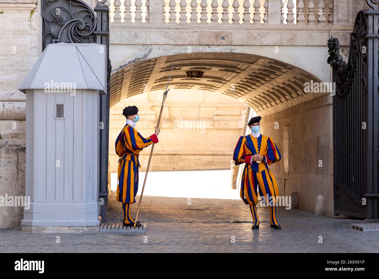Rome, Italy - August 2, 2021: Soldiers of the Pontifical Swiss Guard ...