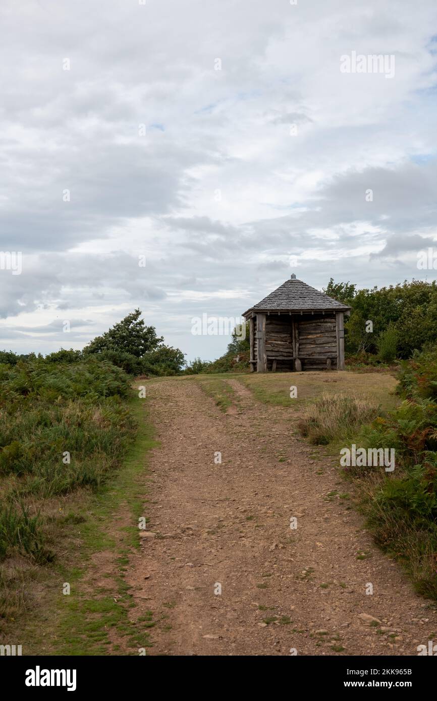 The Jubilee hut overlooking Horner Woods in Exmoor National Park Stock ...