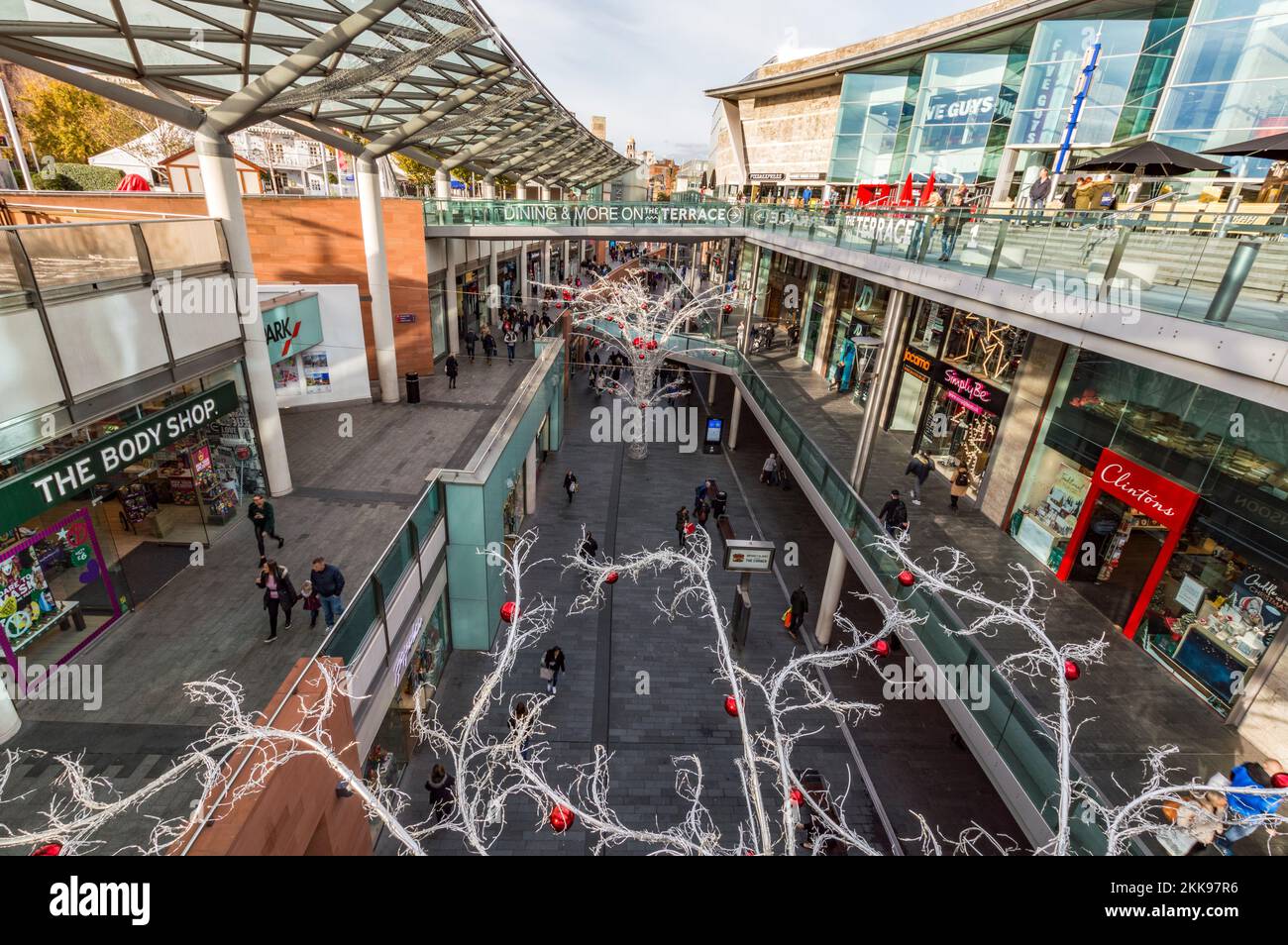 A top view of people walking and shopping in Liverpool ONE shopping ...